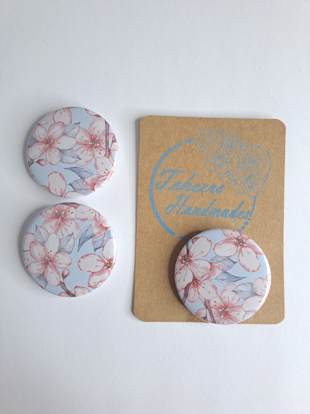 Button Sakura Cherry Blossom Japanese Pattern Badge 25 Mm Button Set ...