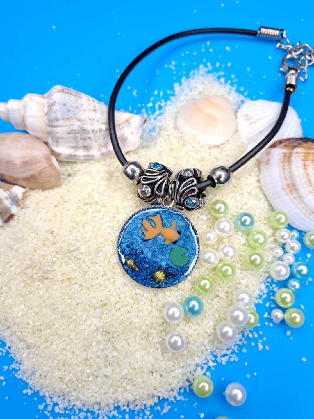 Bracelet Pond Goldfish Aquarium Fish Faux Leather Cast Resin - Etsy