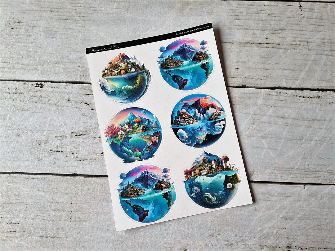 Earth Sphere // Planet Earth // Eco Spheres // Jumbo Deco Stickers ...