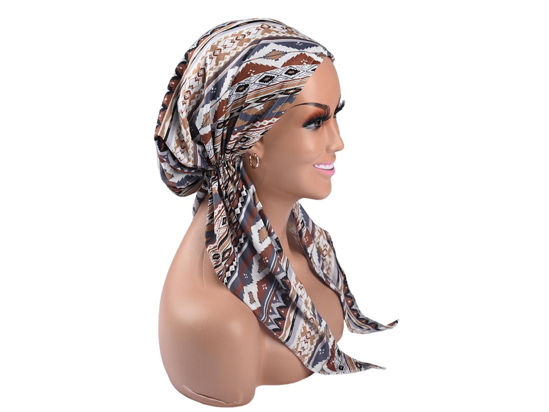 AFRICAN-INSPIRED Pre-tied Scarf, Soft Adjustable Geometric Patterns ...