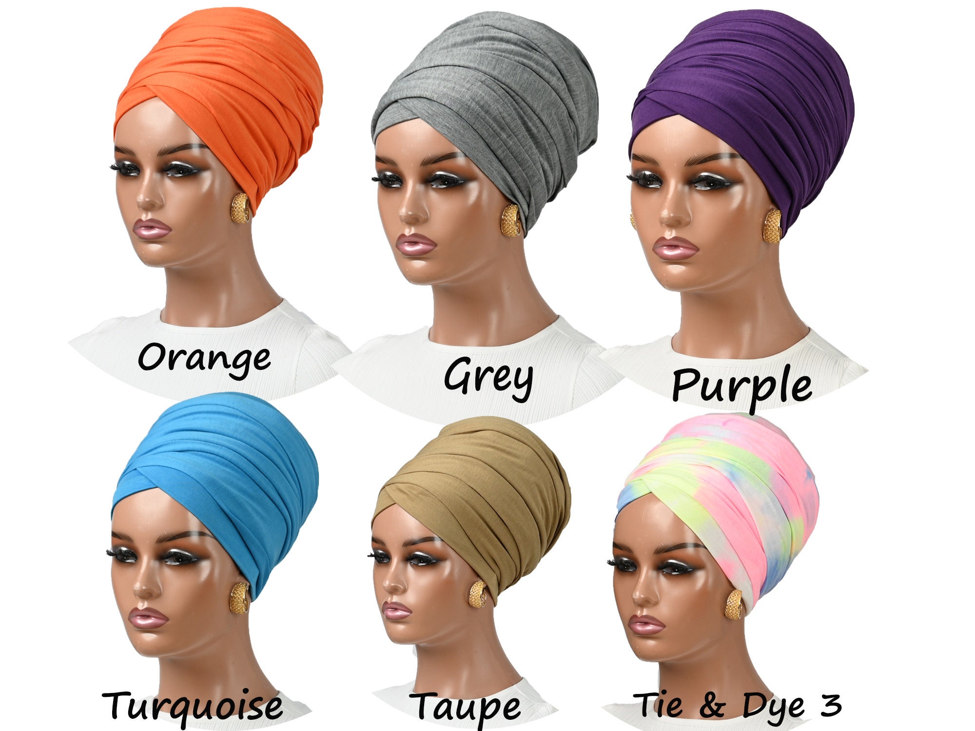 PRE-TIED HEADWRAP / Pre-tied Tubular Turban/ Boho Stretchy Headwraps ...