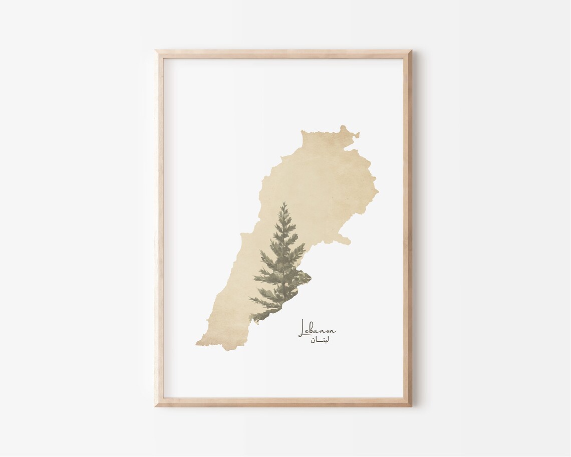 Lebanon Map Printable Lebanon Wall Art Lebanon Poster Lebanon Cedar ...