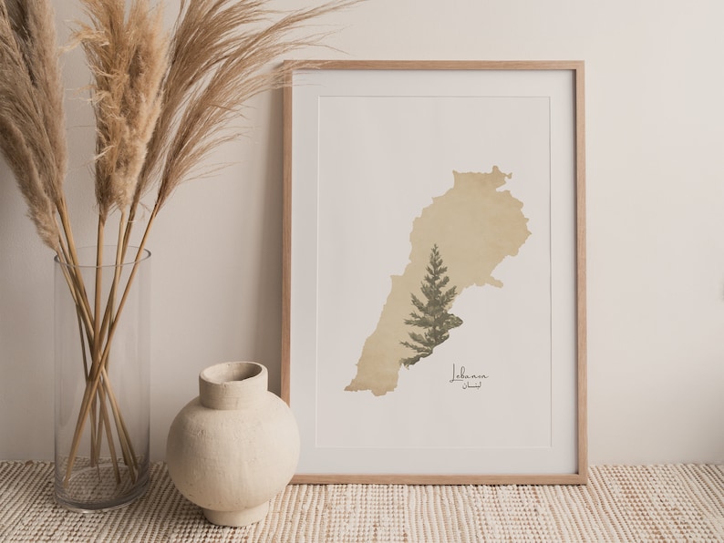 Lebanon Map Printable Lebanon Wall Art Lebanon Poster Lebanon Cedar ...