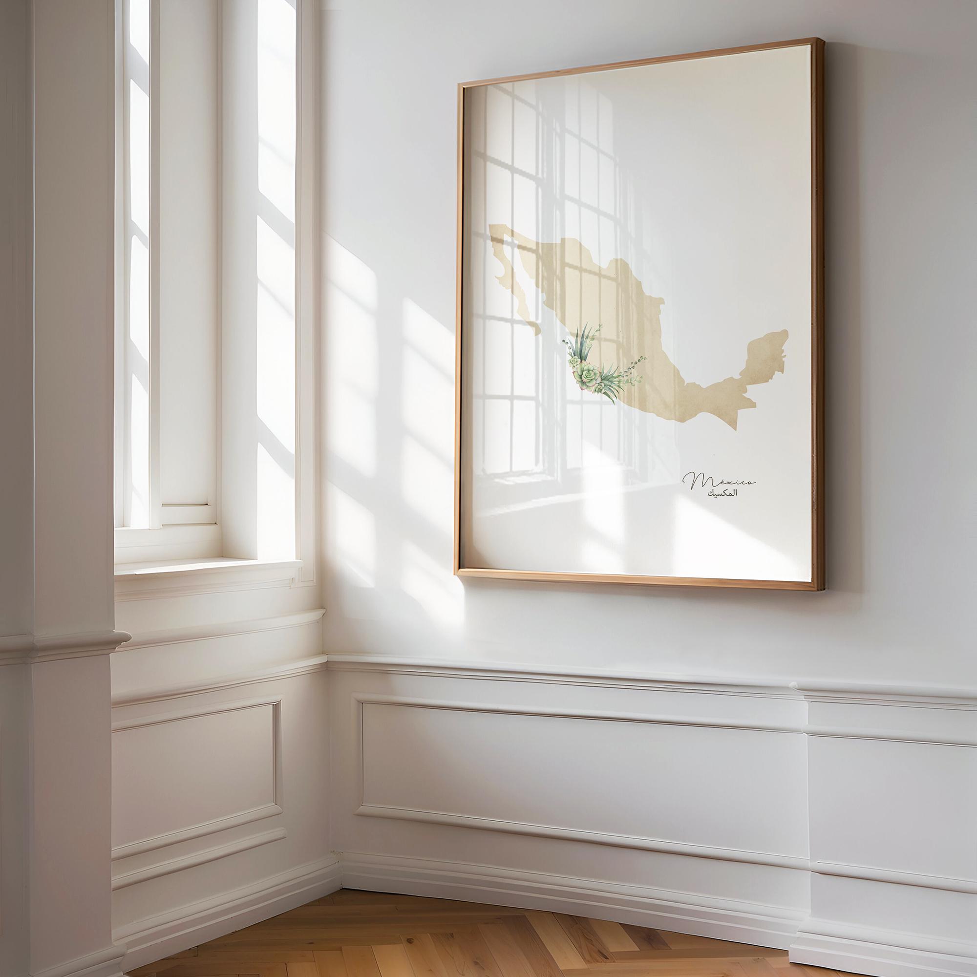 México Map | Succulent Mexico Map Wall Art | Neutral Mexican Art ...