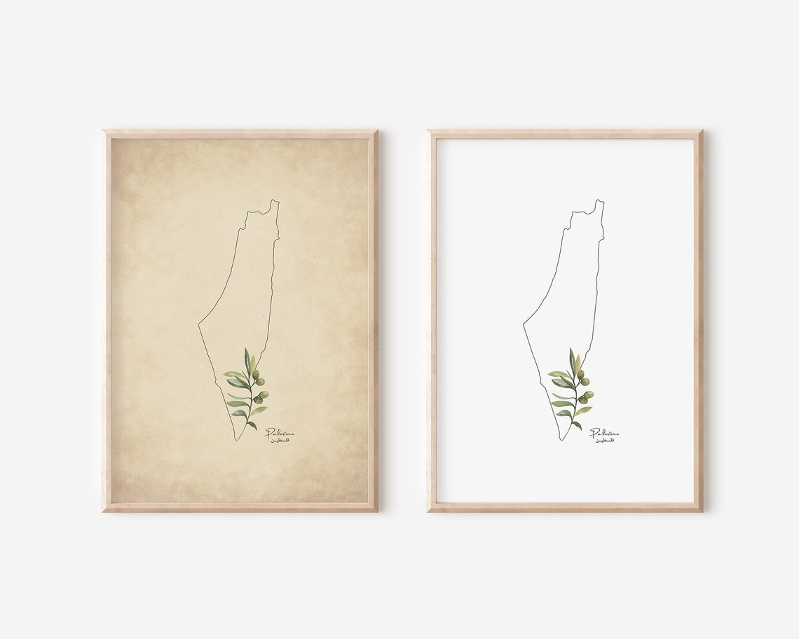 Palestine Map Print | Printable Palestine Poster | Jerusalem Gaza Map ...