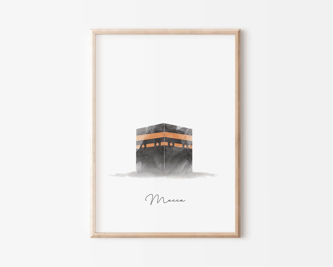 Mecca Poster Kaaba Wall Art Mekka Digital Print Mekkah Islamic Poster ...