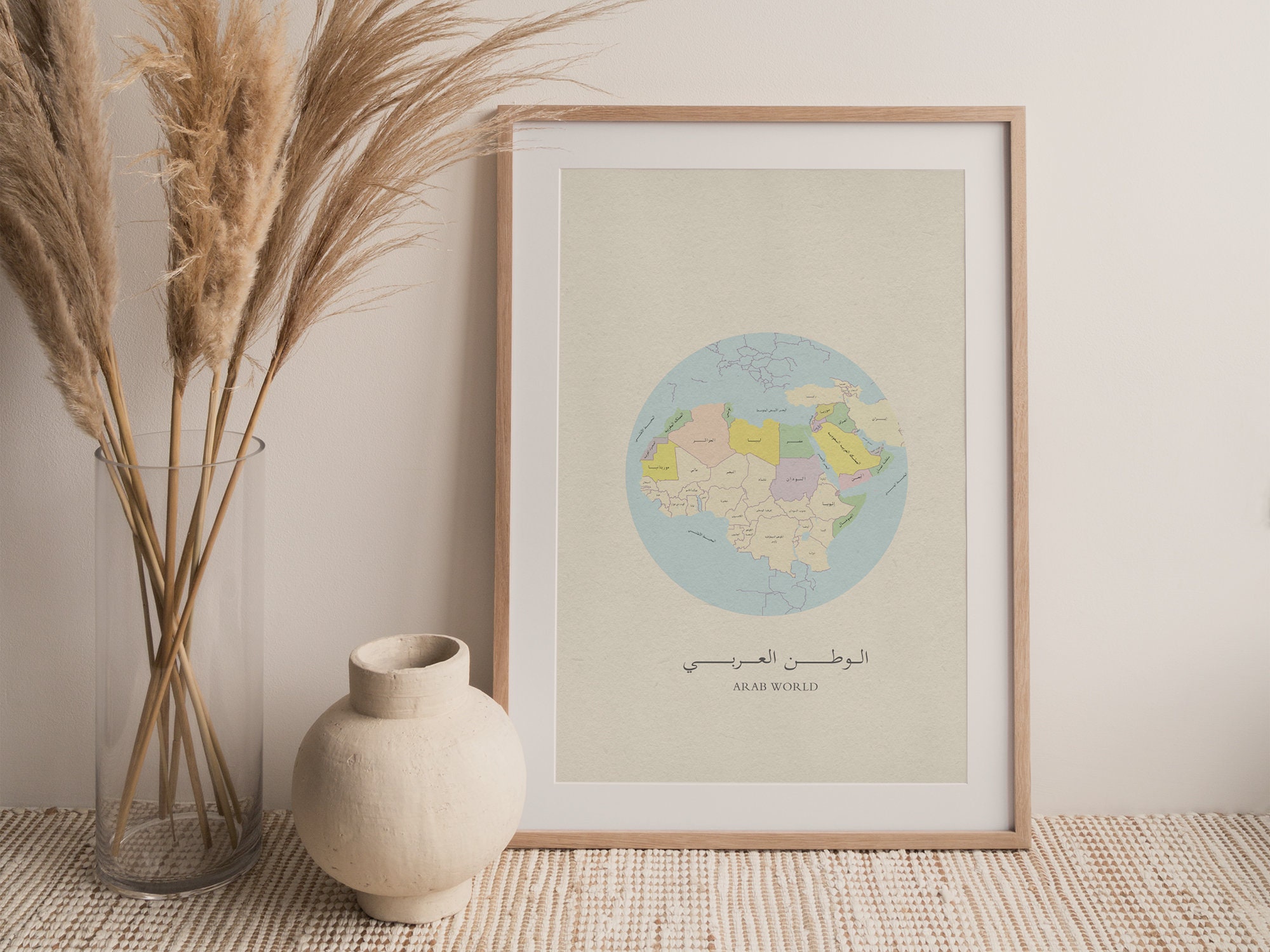 Printable Arab World Map Vintage Map خريطة الوطن العربي | Etsy