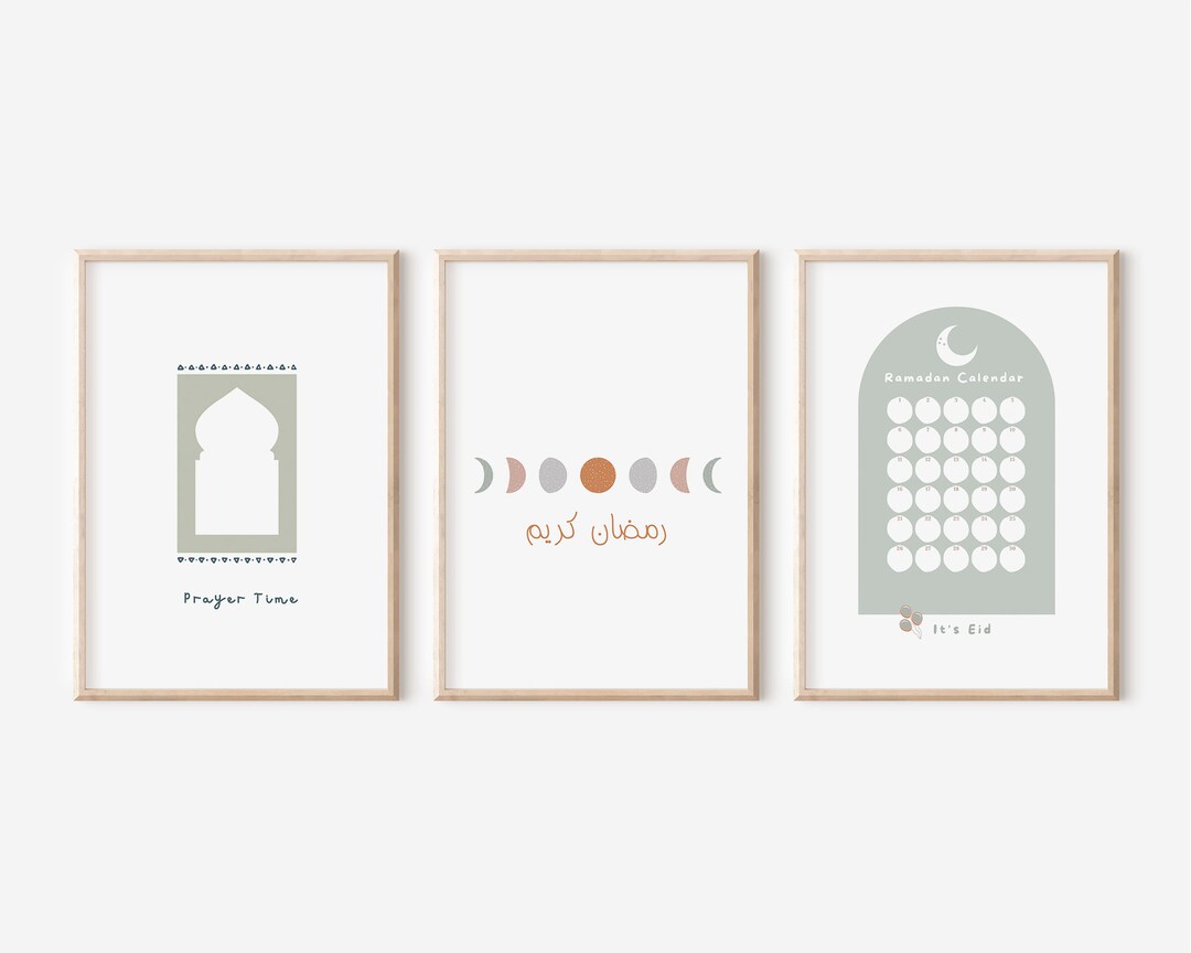 Set of 3 Printable Kids Ramadan Wall Art | Ramadan Countdown Calendar ...
