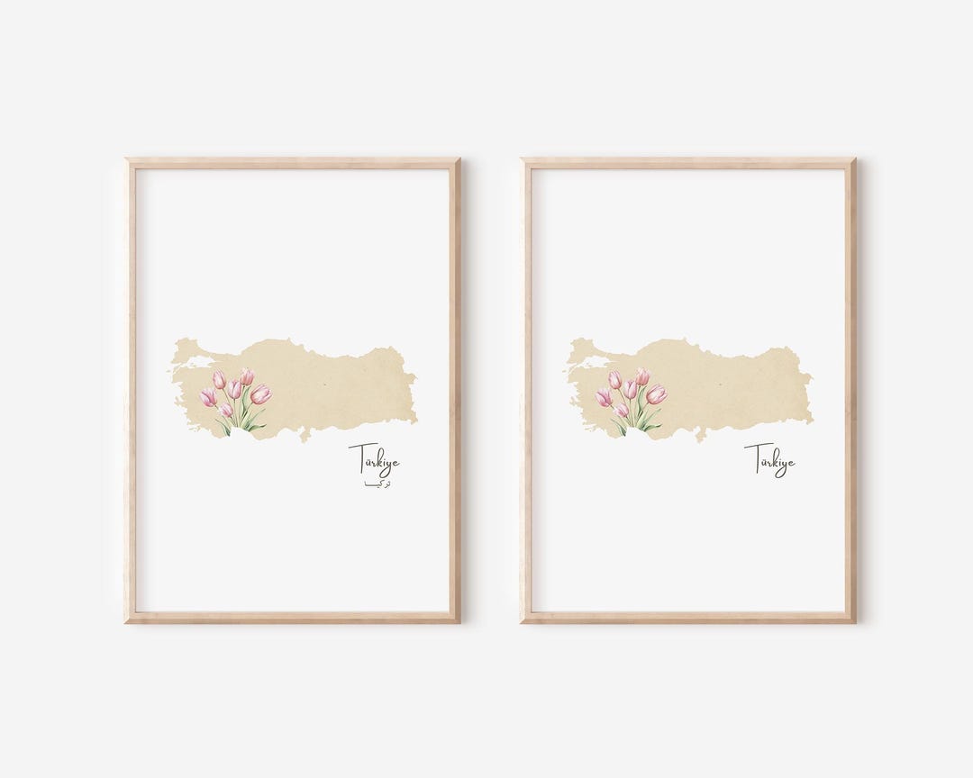 Turkey Map | Turkey Tulip Map | Travel Poster | Prints of Turkey ...