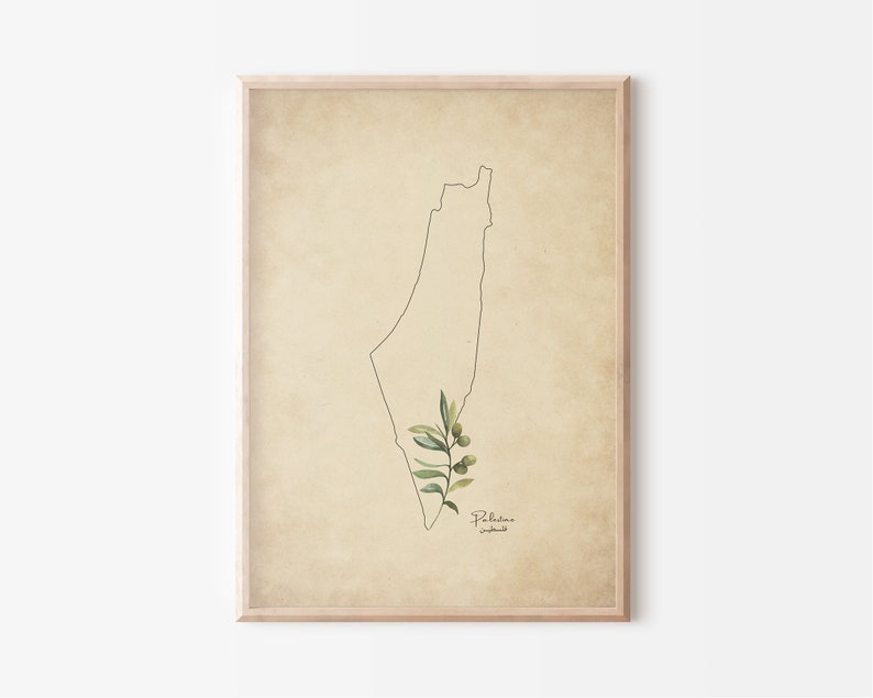 Palestine Map Print | Printable Palestine Poster | Jerusalem Gaza Map ...