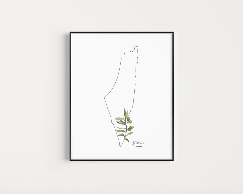 Palestine Map Print Printable Palestine Poster Jerusalem - Etsy