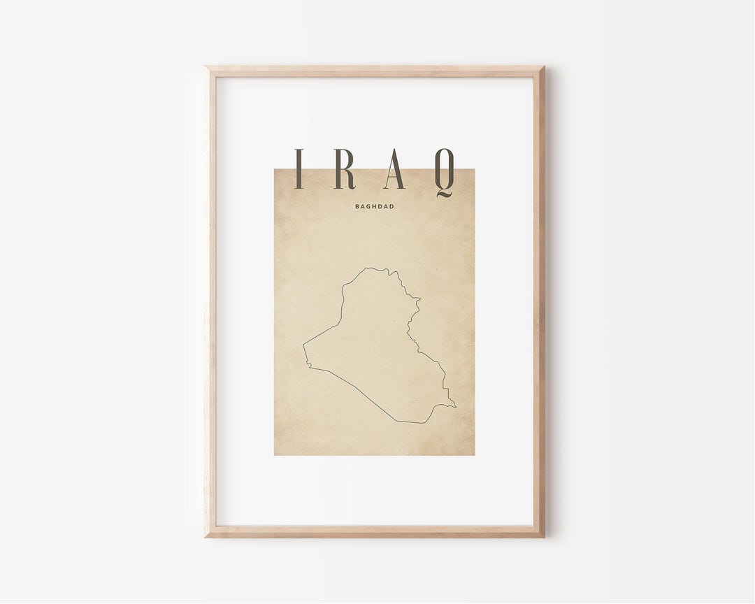 Iraq Map Printable Iraq Poster Iraqi Home Decor Iraqi Gift Minimalist ...