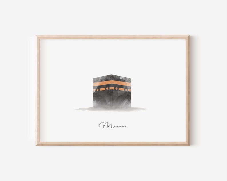 Mecca Poster Kaaba Wall Art Mekka Digital Print Mekkah Islamic Poster ...