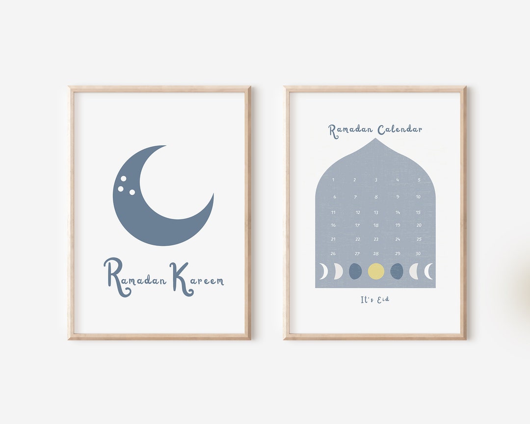 Set of 2 Printable Kids Ramadan Wall Art | Ramadan Countdown Calendar ...
