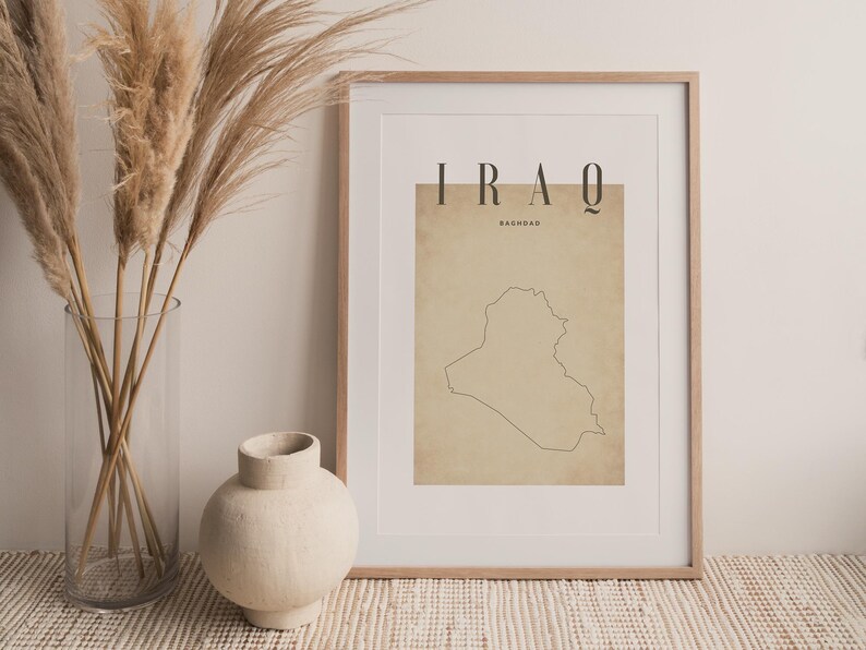 Iraq Map | Printable Iraq Poster | Iraqi Home Decor | Iraqi Gift ...