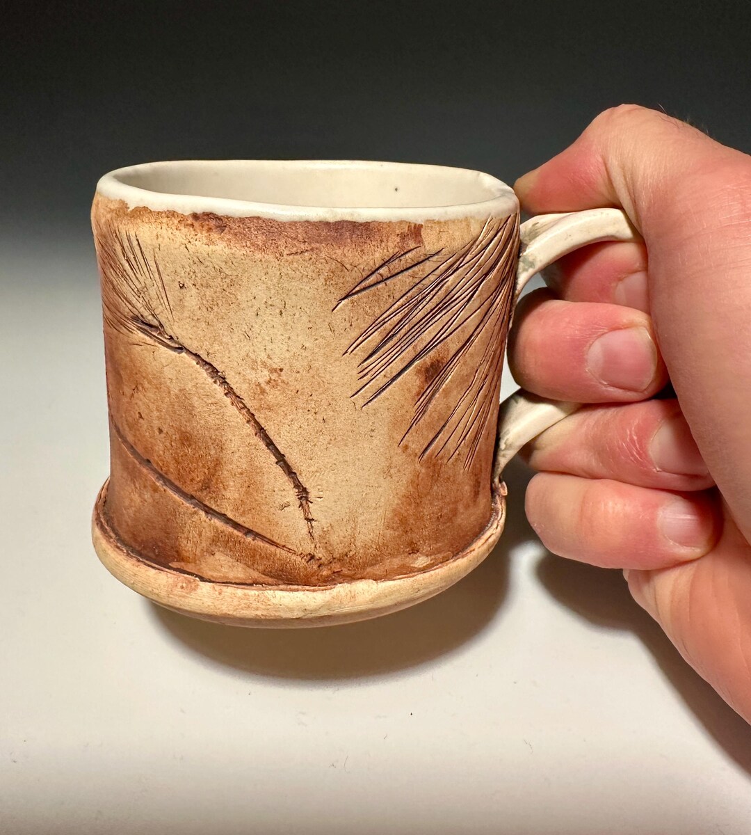 8oz. Ceramic Mug; Handbuilt Rustic Pine Tea and Coffee Cup - Etsy