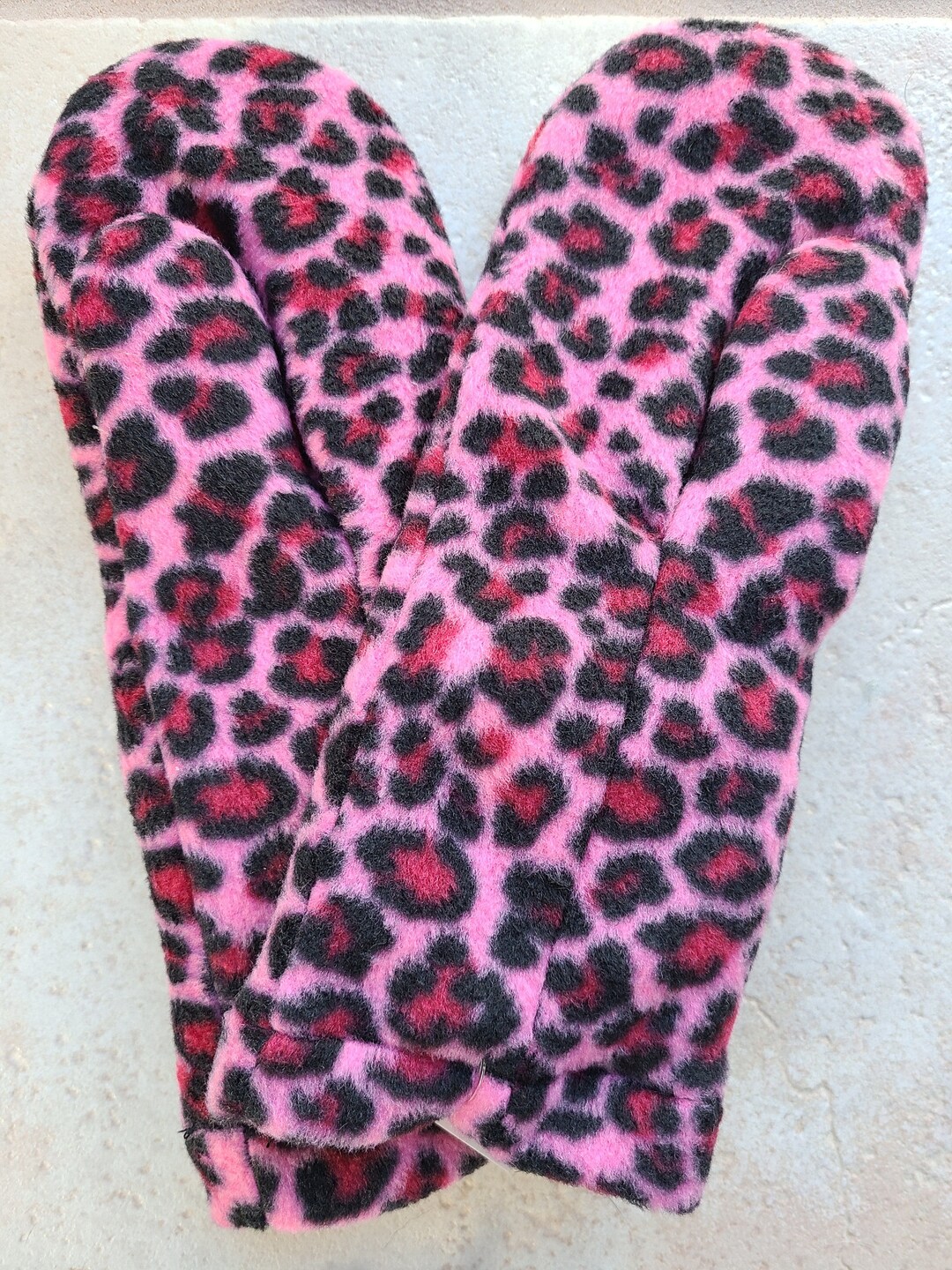 Winona Wild Fleece Double Layered Mitten Pink Leopard Adult Size Petite ...