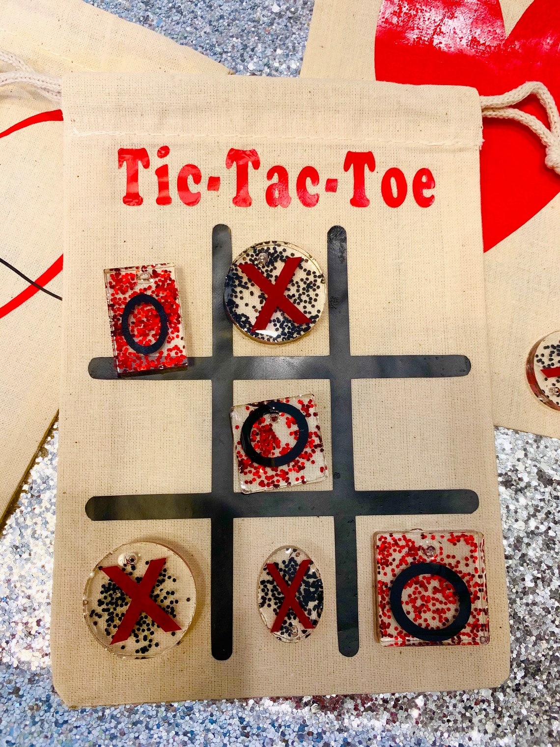 Tic Tac Toe Bag With Pieces Etsy