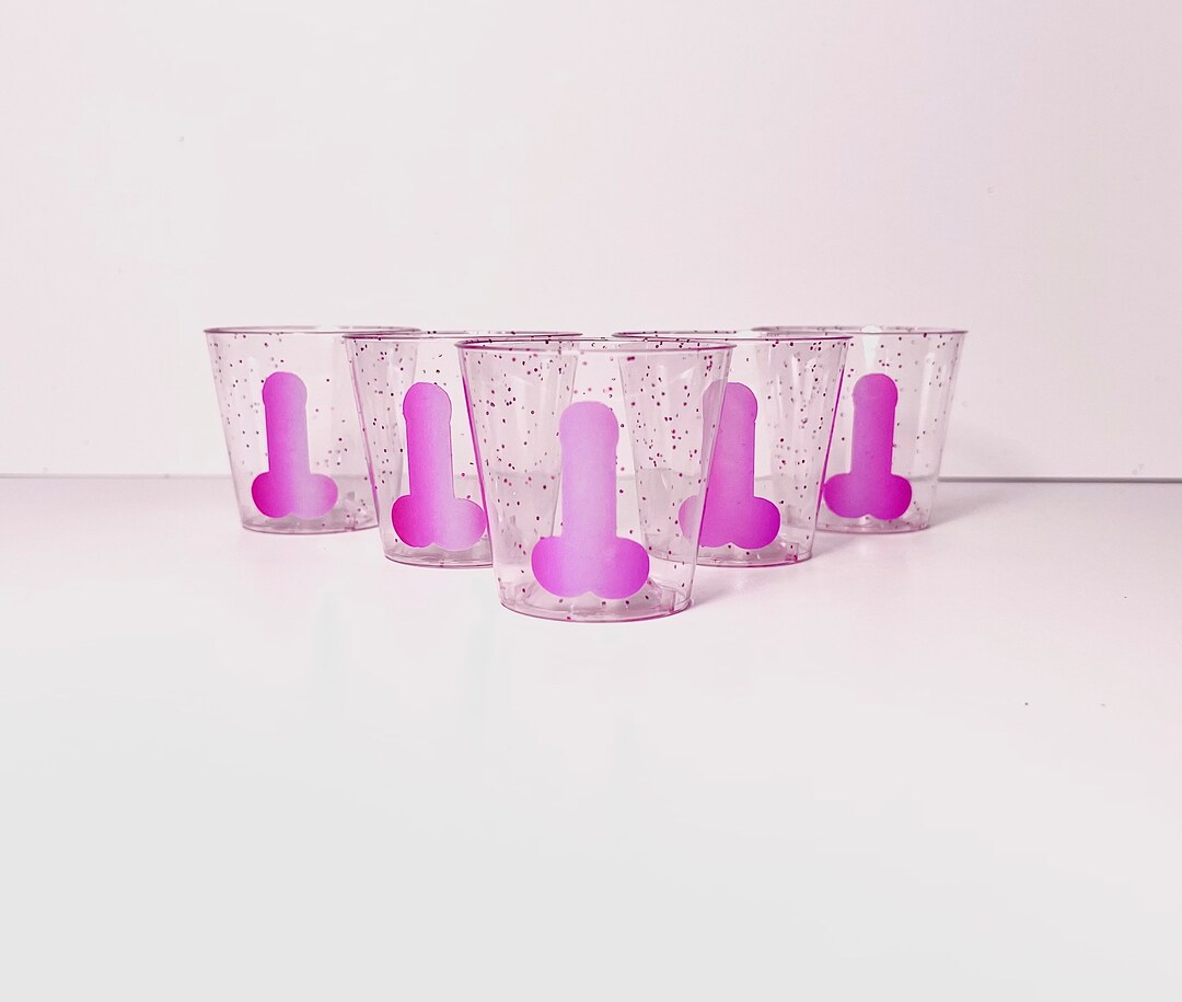 GLITTER Penis Shot Glass, Disposable 1 Oz, Plastic Penis Shot Glass ...