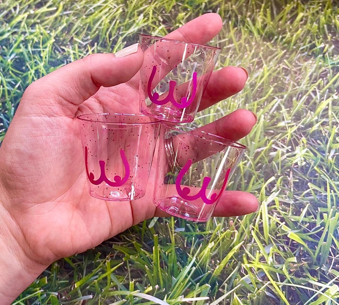 GLITTER Boobie Shot Glass, GLITTER 1 Oz Disposable Boob Shot Glass, Tit ...