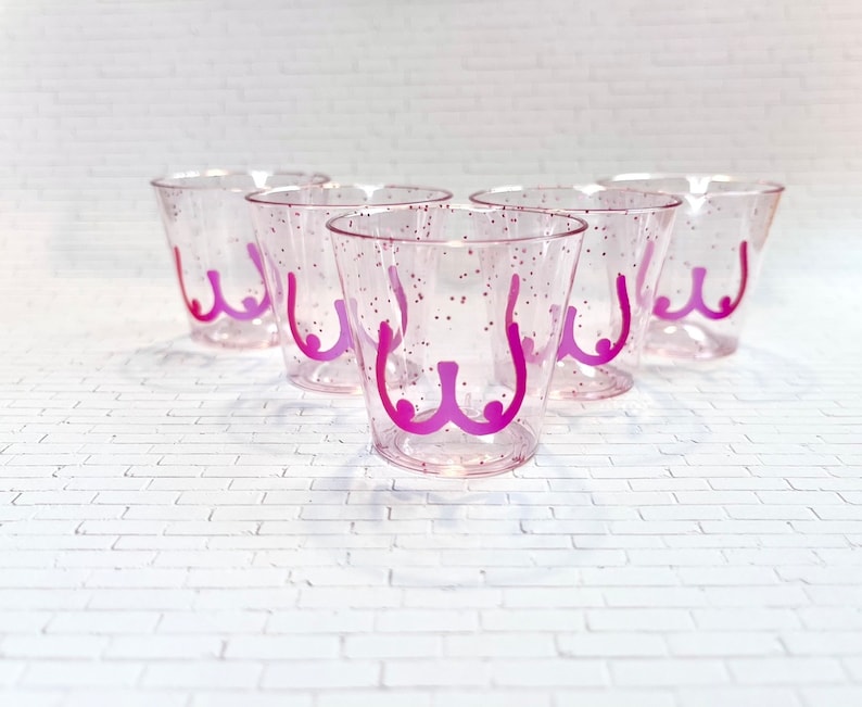 Glitter Boobie Shot Glass: Holographic Vinyl, 2 Oz Disposable - Etsy