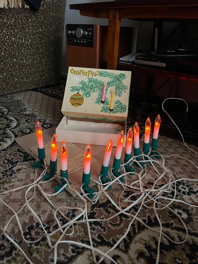 Rare 1970s Vintage Soviet Christmas Lights Flicking Flickering Candles ...