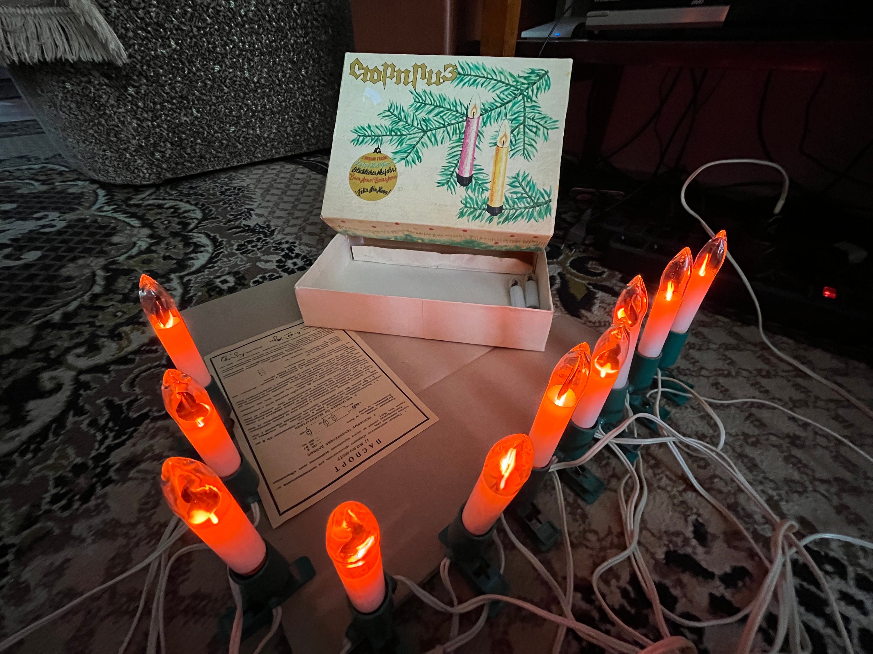 Rare 1970s Vintage Soviet Christmas Lights Flicking Flickering Candles ...
