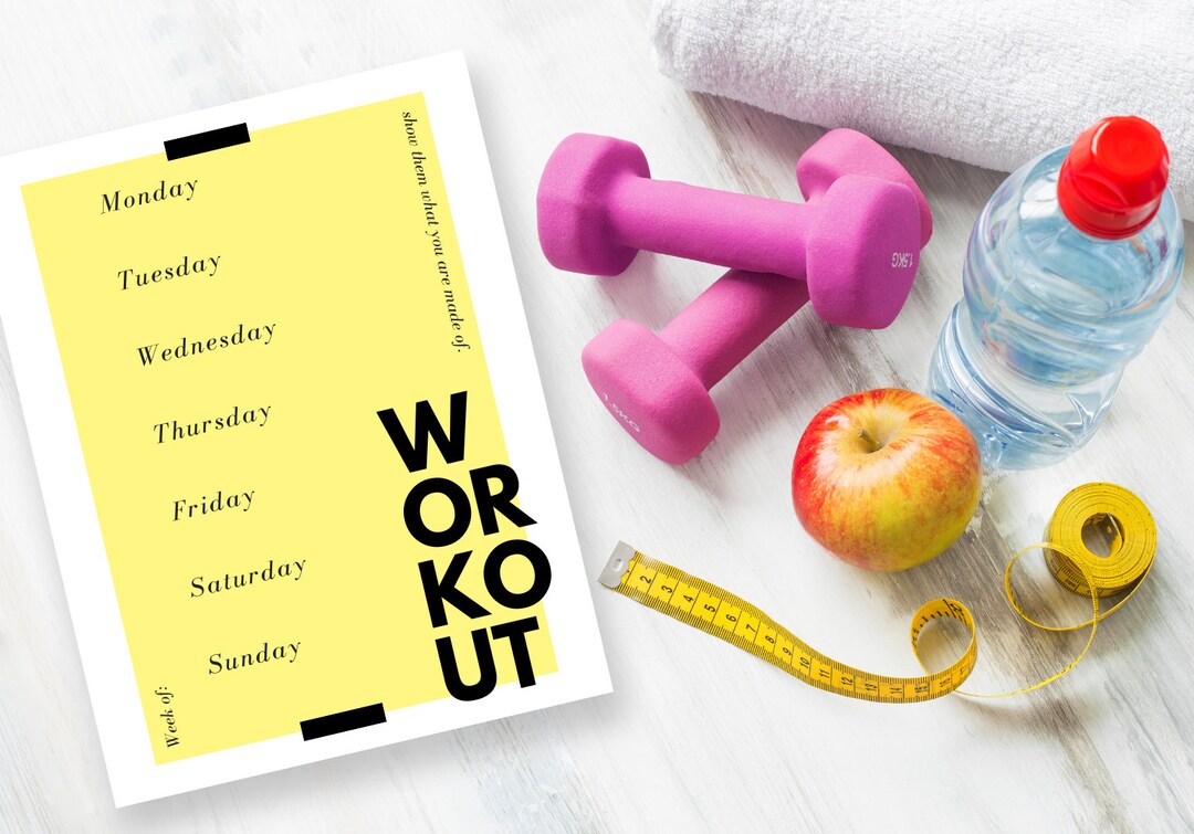 Weekly Workout Plan | Neon Graphic in 4 Colors | Printable Template ...