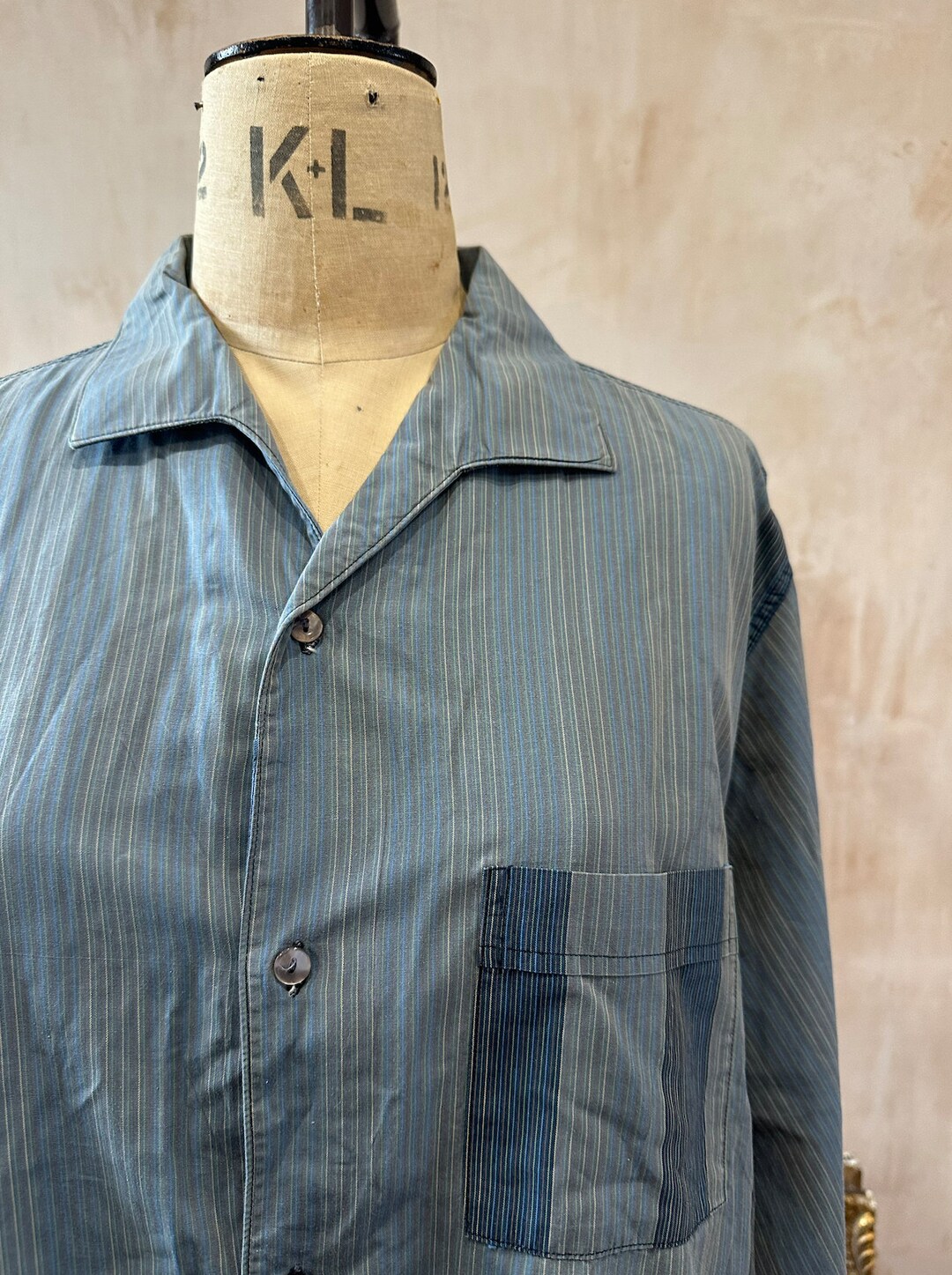 Blue Pinstripe PJ Shirt by Marcus Menswear - Etsy