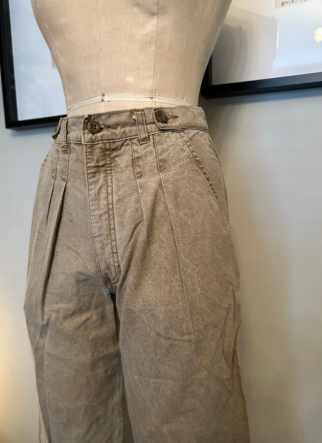 Vintage High Waisted Pleat Front Cargo's by Hoofer - Etsy