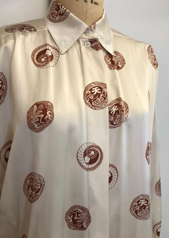 80's Vintage Escada Silk Shirt with Margaretha Ley Pr… - Gem