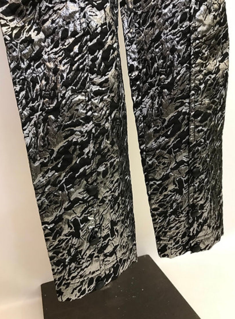 80's Black and Silver Brocade High Waisted Trousers - Etsy
