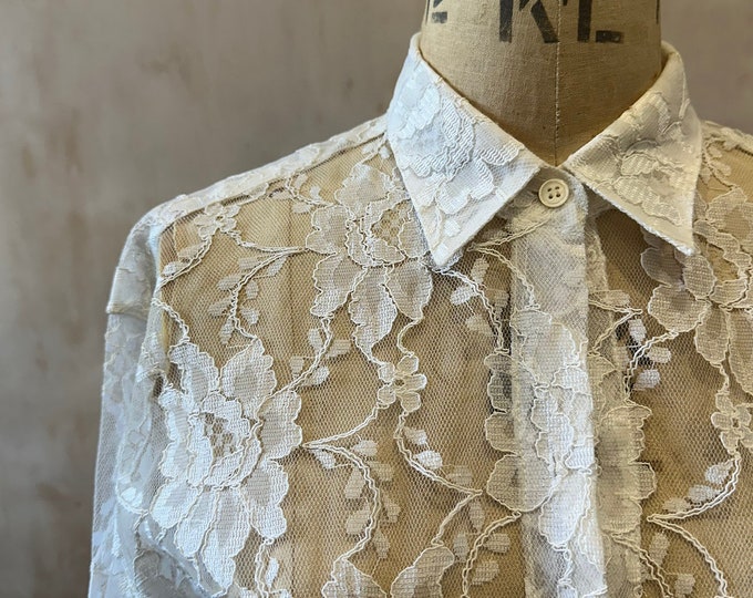 80's White Lace Tuxedo Shirt by WHITEWASH - Etsy