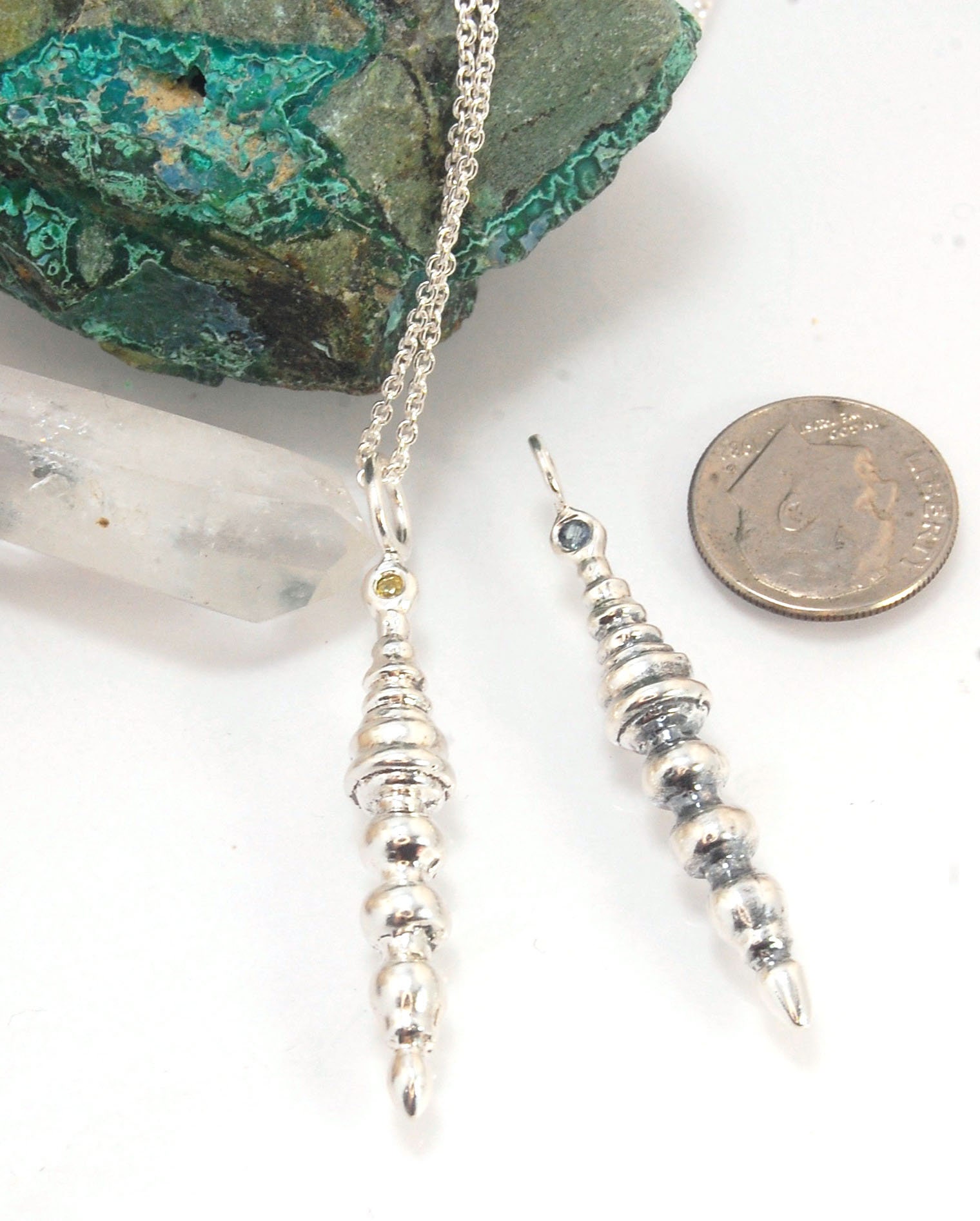Seashell Pendulum in Sterling Silver With Choice of Sapphire - Etsy
