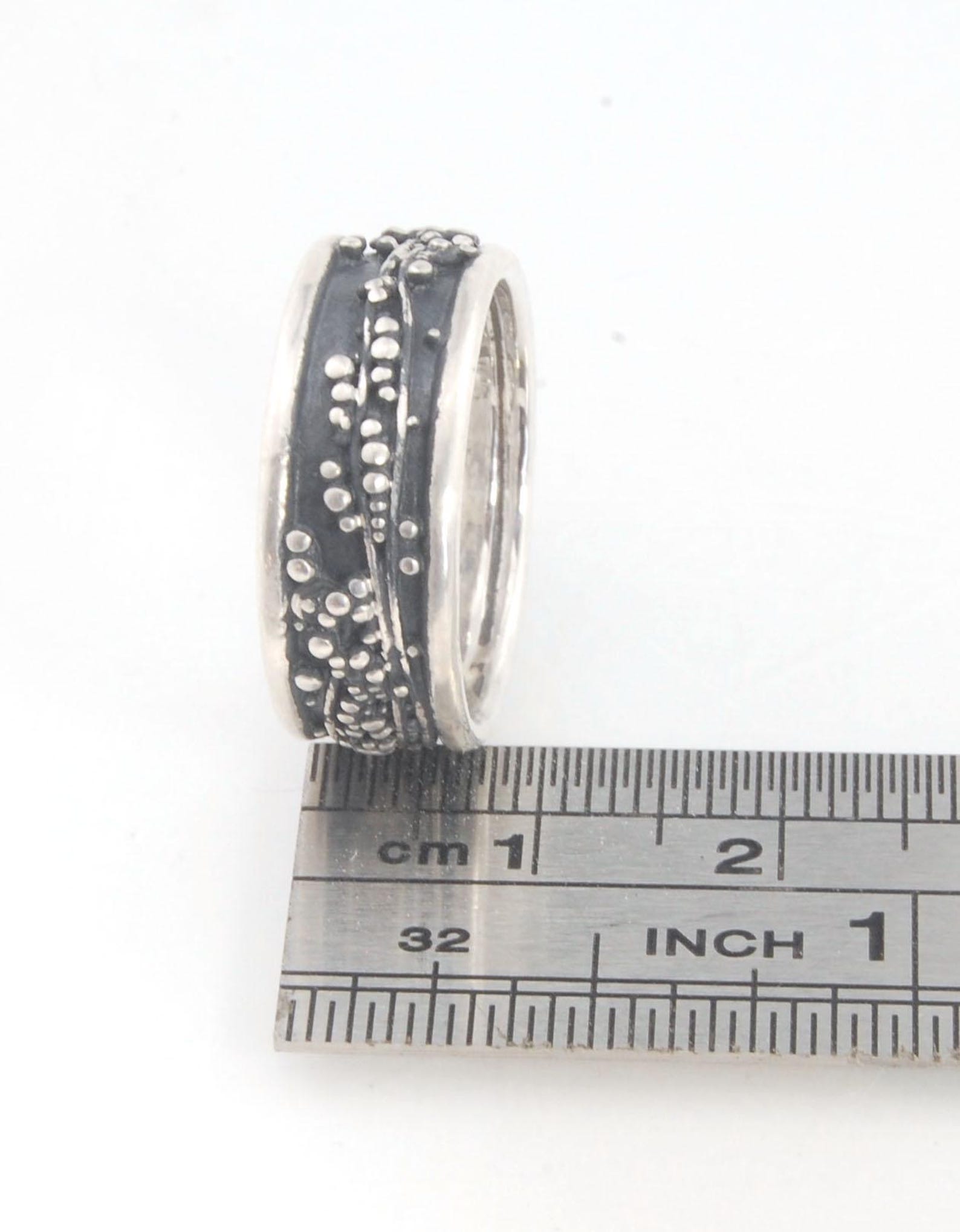 Waves Fine Silver Granulation Ring 11mm or 8mm Wide PBS RING - Etsy UK