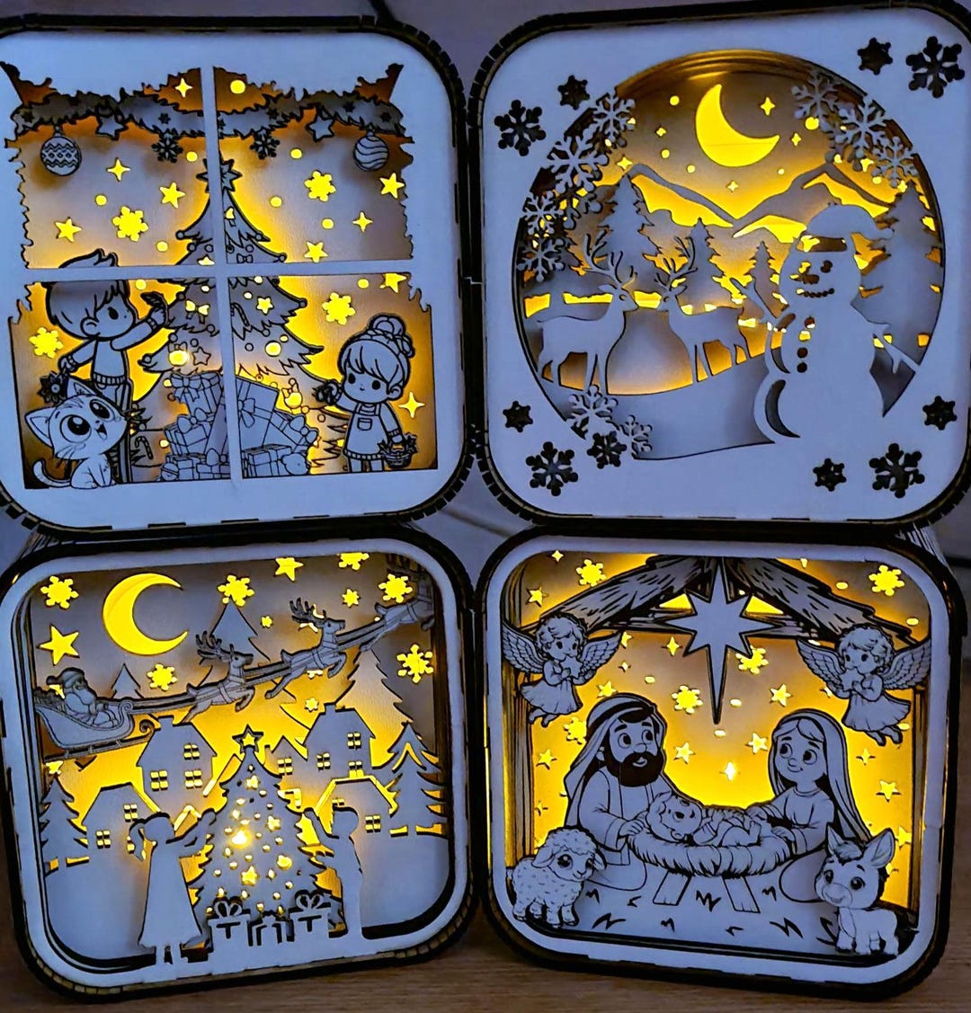 3D Christmas Shadow Box SVG | Laser Cut Files (digital Download) - Etsy