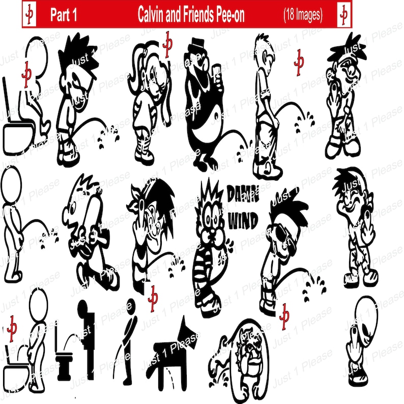 50 Calvin and Friends Pee-on Characters, in Ai, EPS, and JPG, or (decal ...