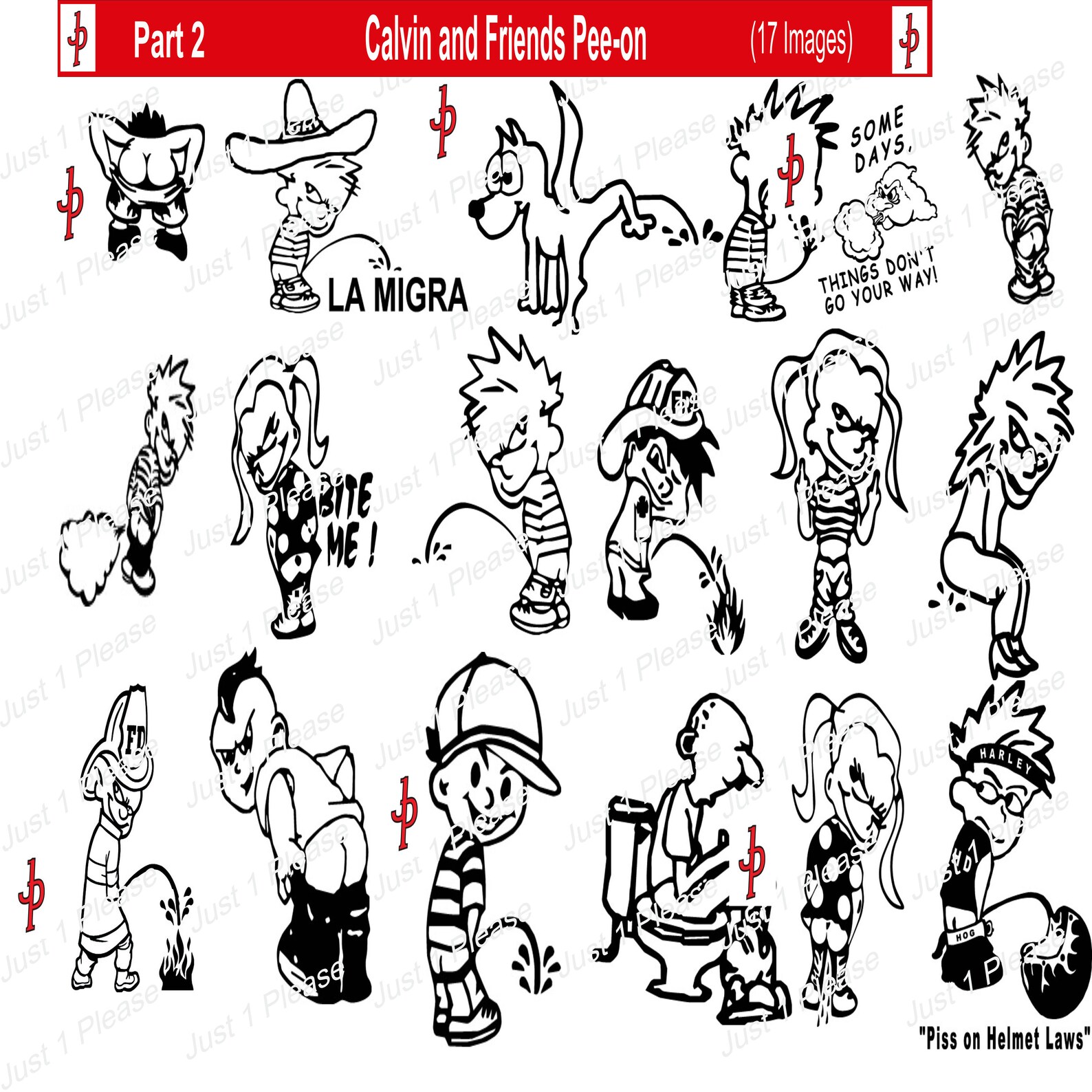 50 Calvin and Friends Pee-on Characters, in Ai, EPS, and JPG, or (decal ...