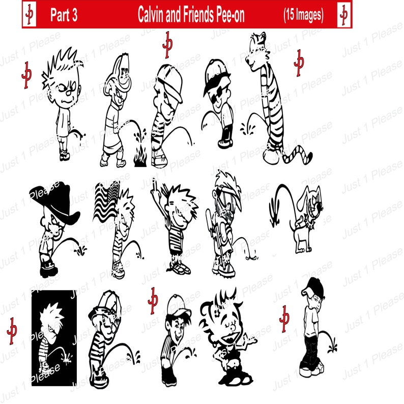 50 Calvin and Friends Pee-on Characters, in Ai, EPS, and JPG, or (decal ...