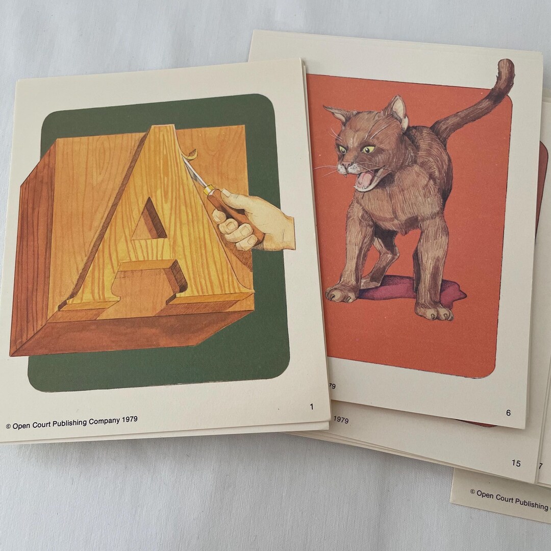 VINTAGE Classic Old-school Open Court Phonics Cue Cards Flash Cards ...