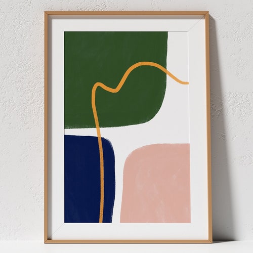 Mid Century Modern Print Abstract Geometric Art Black & - Etsy