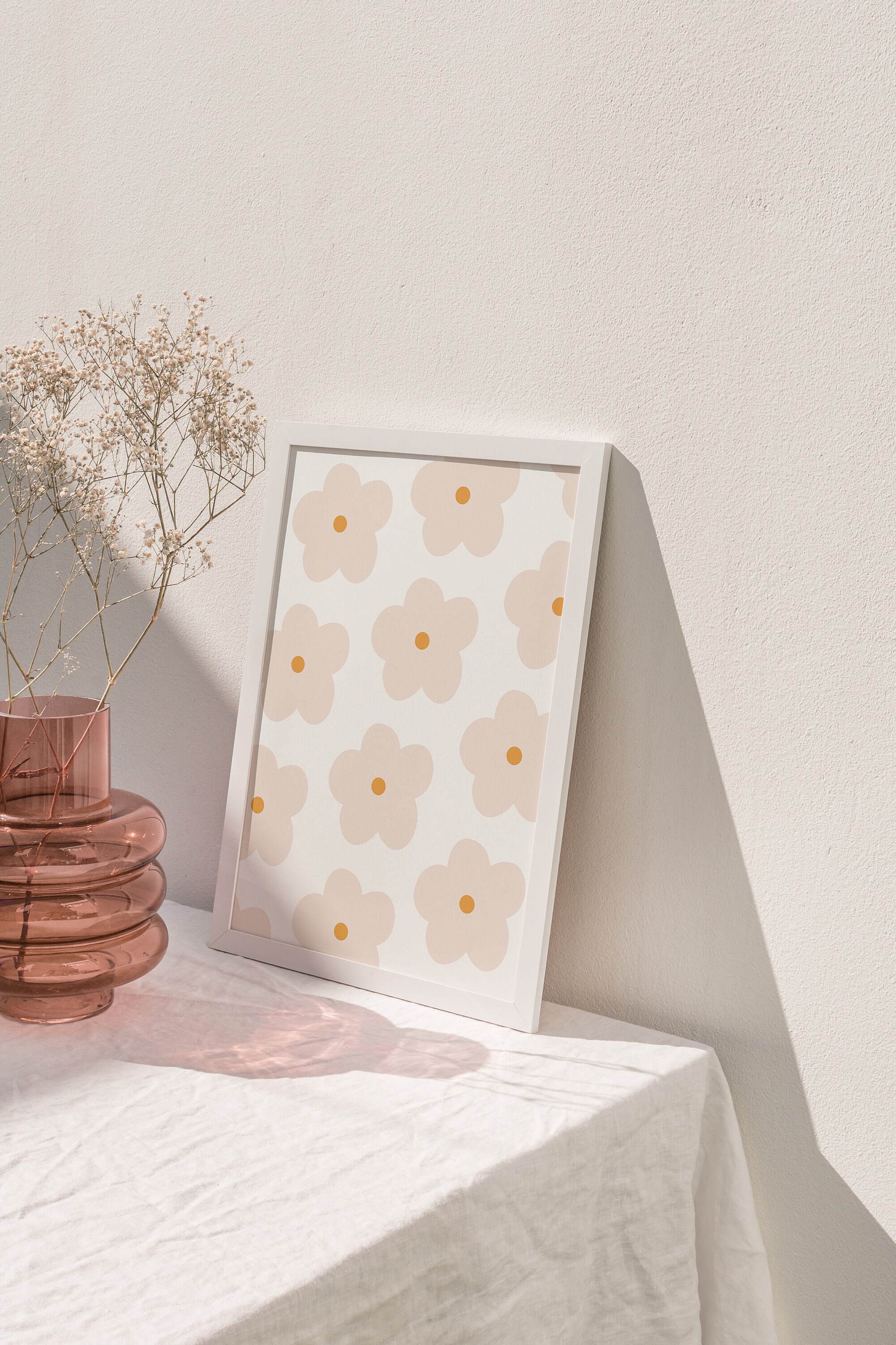 Minimalist Flower Print Light Pink Boho Art Prints Flower - Etsy