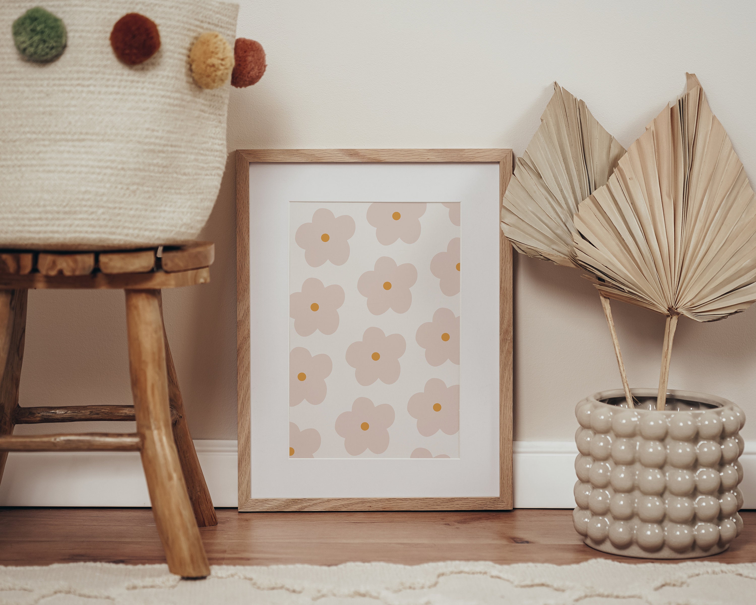 Minimalist Flower Print Light Pink Boho Art Prints Flower - Etsy