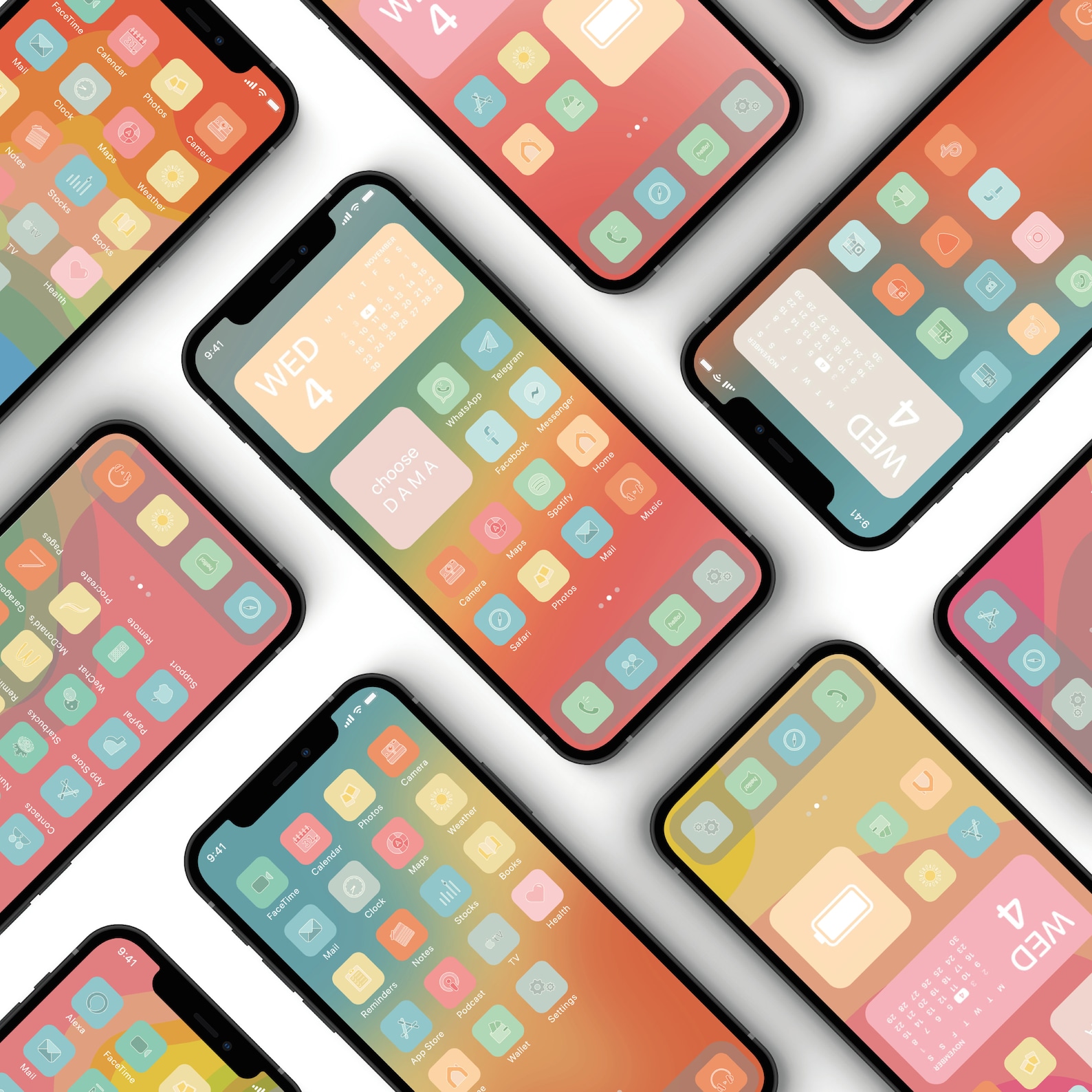 Color Palette Ios 14 Icon Pack for Iphone & Ipad the Most - Etsy