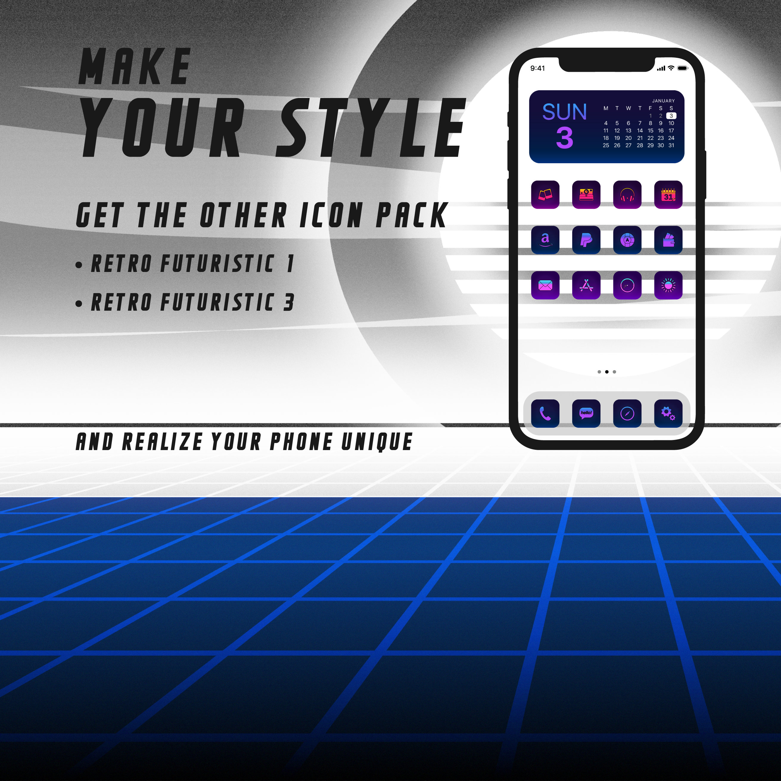 Retro Futuristic 2 Palette iOS 14 Icon Pack for iPhone & iPad The Most ...