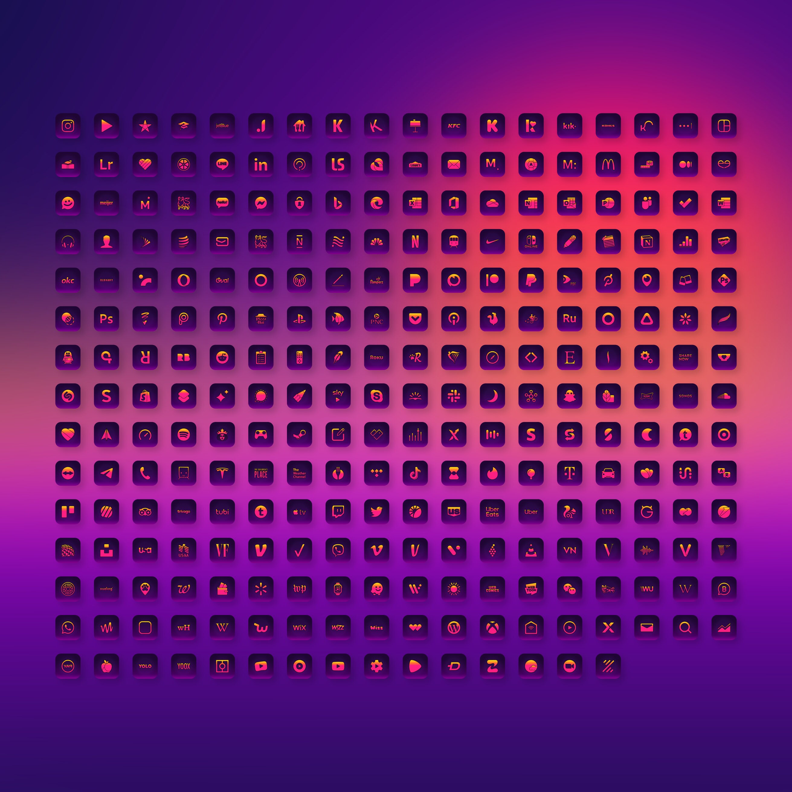 Retro Futuristic 1 Palette Ios 14 Icon Pack for iPhone & - Etsy