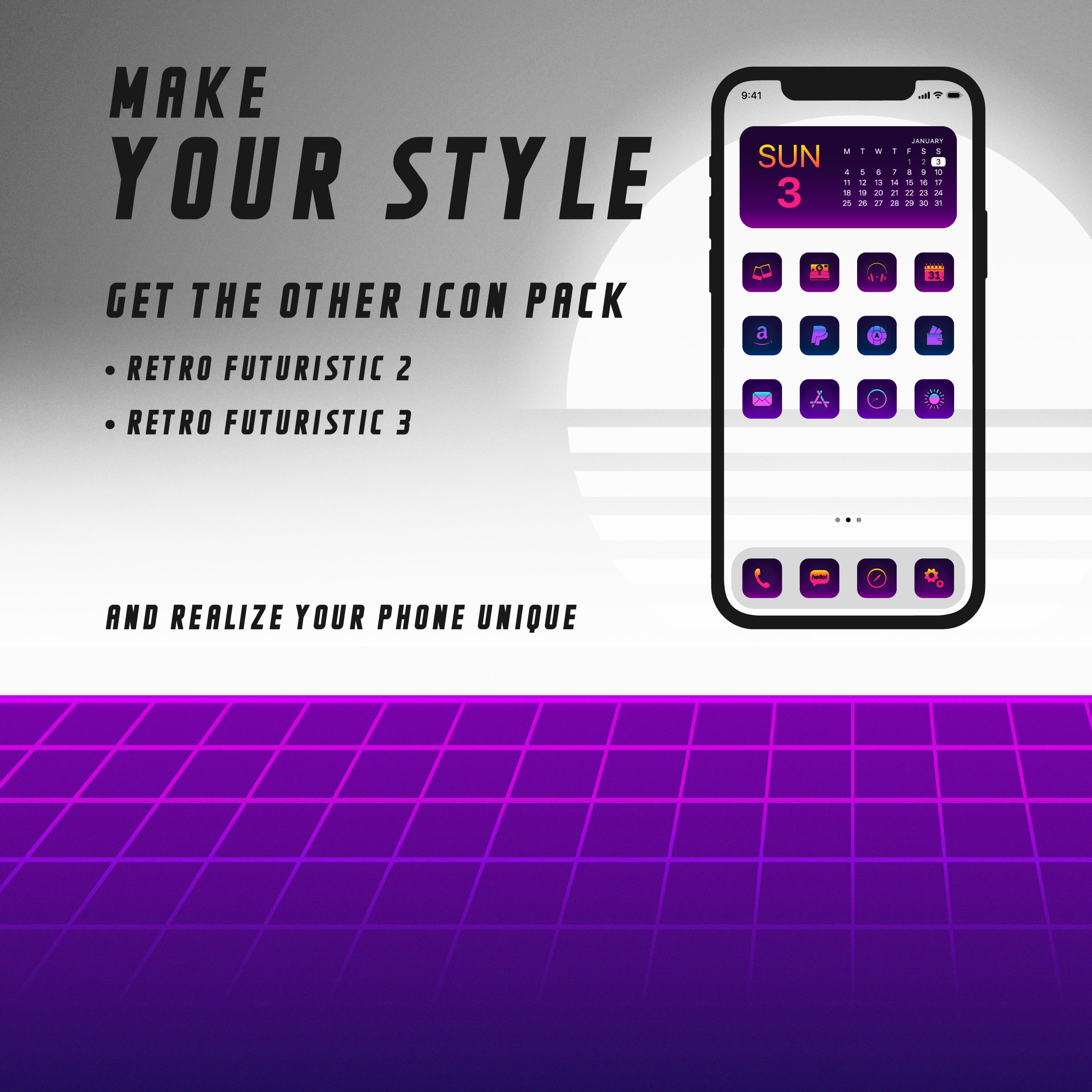 Retro Futuristic 1 Palette Ios 14 Icon Pack for iPhone & - Etsy