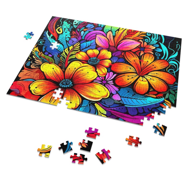 Bright Colorful Flowers Yellow, Pink, Blue, Green Jigsaw Puzzle 30, 110 ...