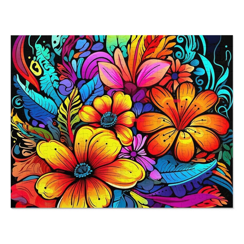 Bright Colorful Flowers Yellow, Pink, Blue, Green Jigsaw Puzzle 30, 110 ...