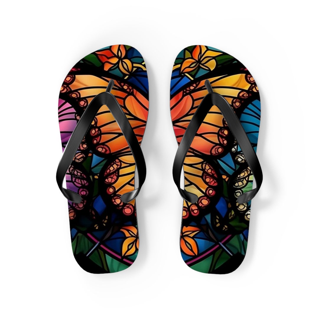 Colorful Butterfly Flip Flops - Etsy